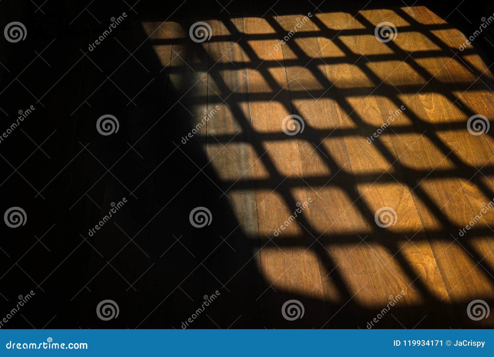 Dark Window Bars Shadow on the Wooden Floor in Prison Stock Image ...