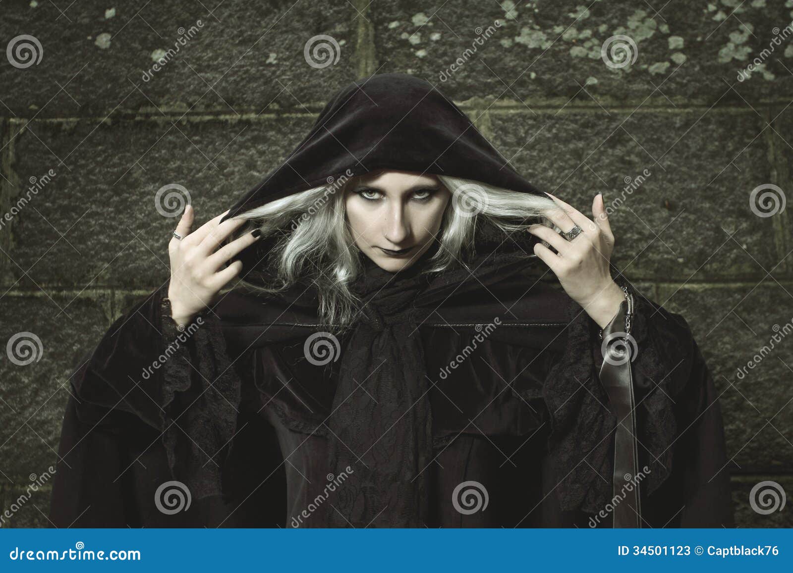 Dark Witch At Work: Black Magic Woman Makes The Witchery By Mixing ...