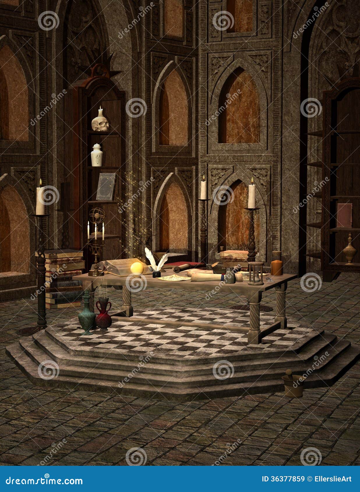 Dark wizard room stock illustration. Illustration of mysterious - 36377859