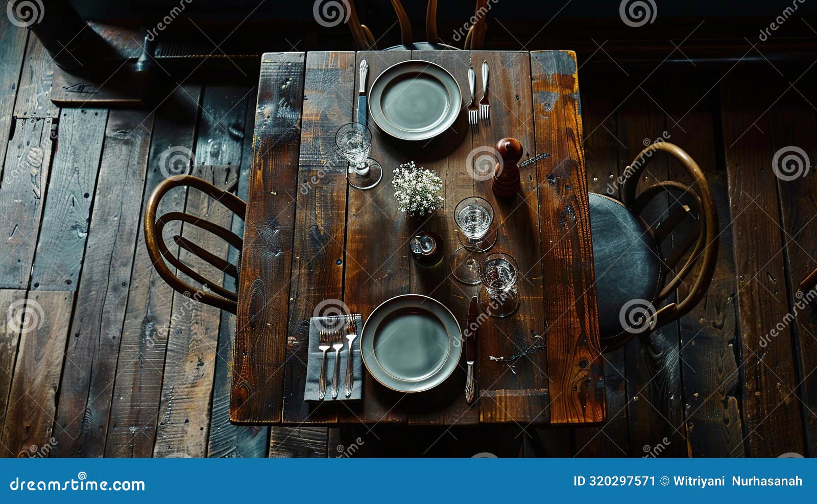Dark Wooden Table Top Shot Overhead Birds Eye Top Down Empty ...