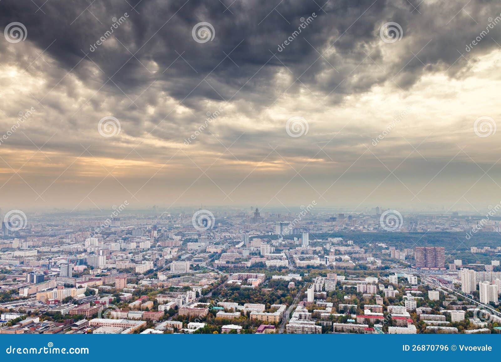 Dark Yellow Gray Clouds Under Autumn Moscow Stock Photo - Image of ...