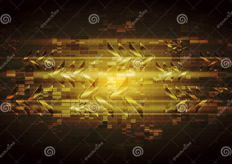 Vector Yellow Tech Design with Abstract Glossy Arrows Stock Vector ...