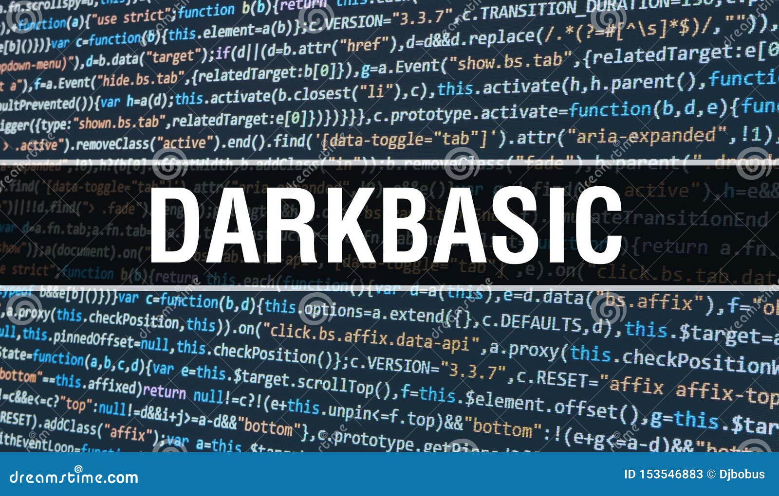 DarkBASIC Concept with Random Parts of Program Code. DarkBASIC with Programming Code Abstract ...