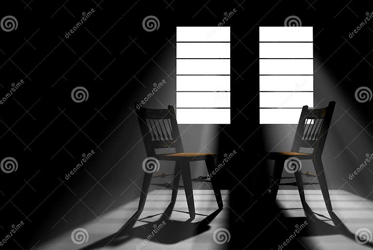 Two Empty Chairs in a Darkened Room Stock Illustration - Illustration ...