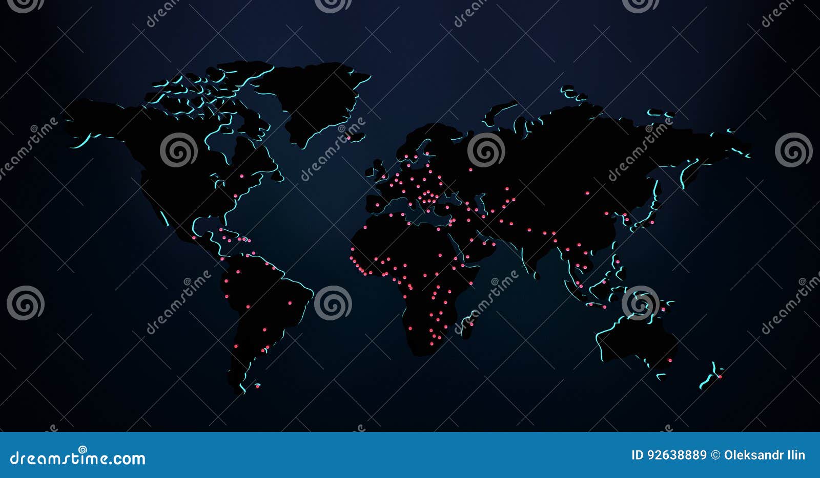 Darkened world map stock illustration. Illustration of abstract - 92638889