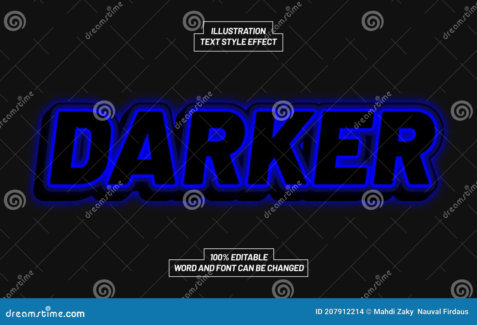 Darker Blue Text Style Effect Stock Vector - Illustration of color ...