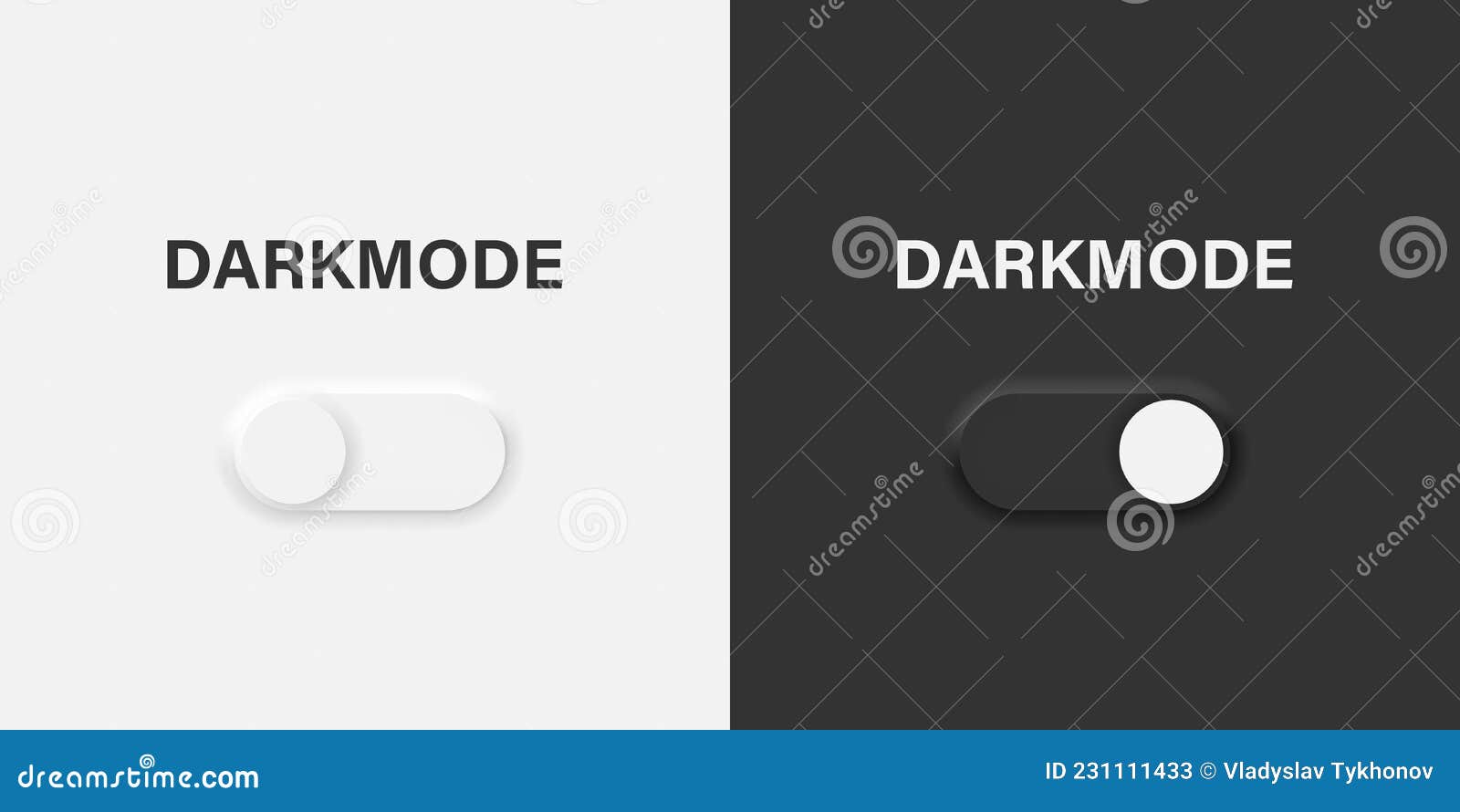 Darkmode Slider on and Off Vector Buttons in Neumorphic Style. Light ...