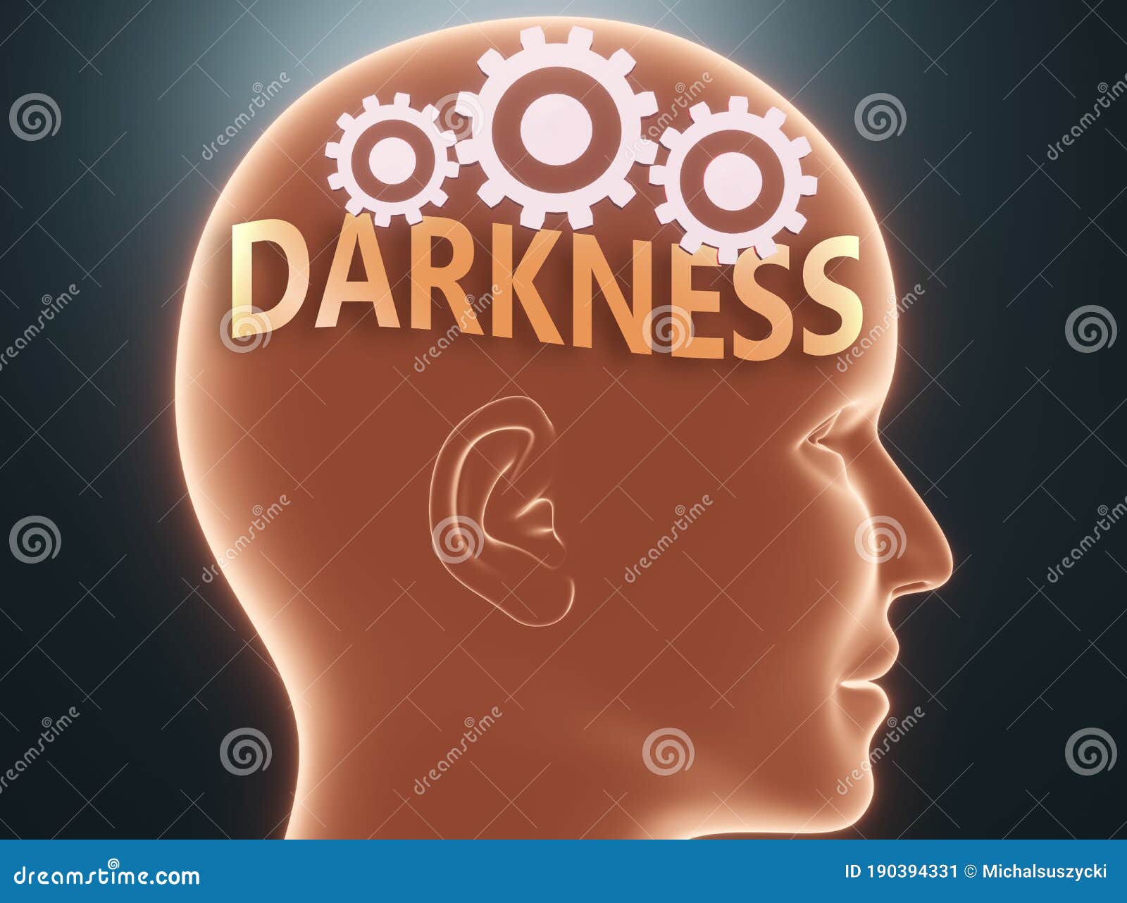 Darkness Inside Human Mind - Pictured As Word Darkness Inside a Head ...