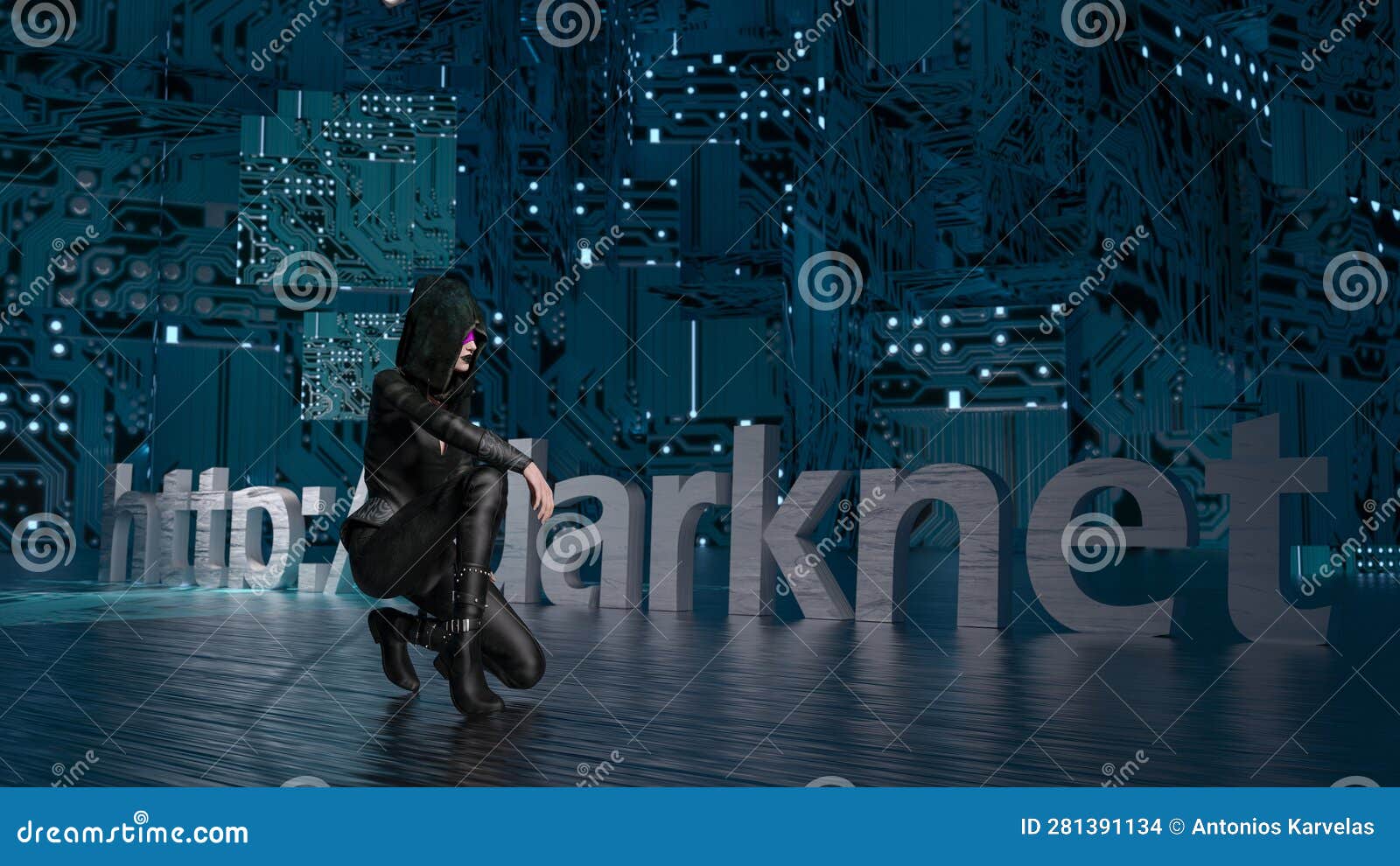 Darknet Text Words on a Dark Background with Electronic Circuits, and a ...