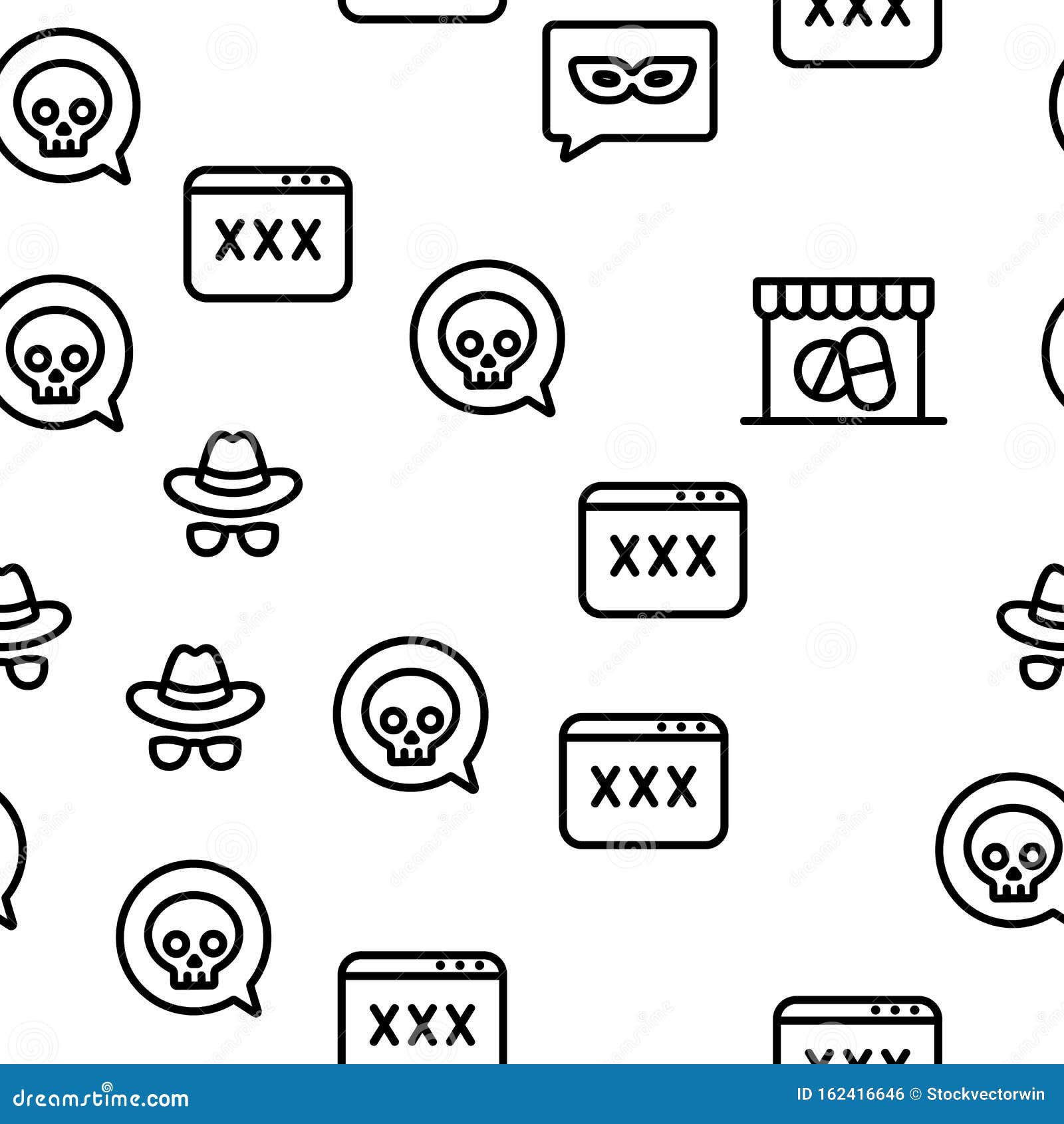 Darknet Vector Seamless Pattern Stock Vector - Illustration of protect ...