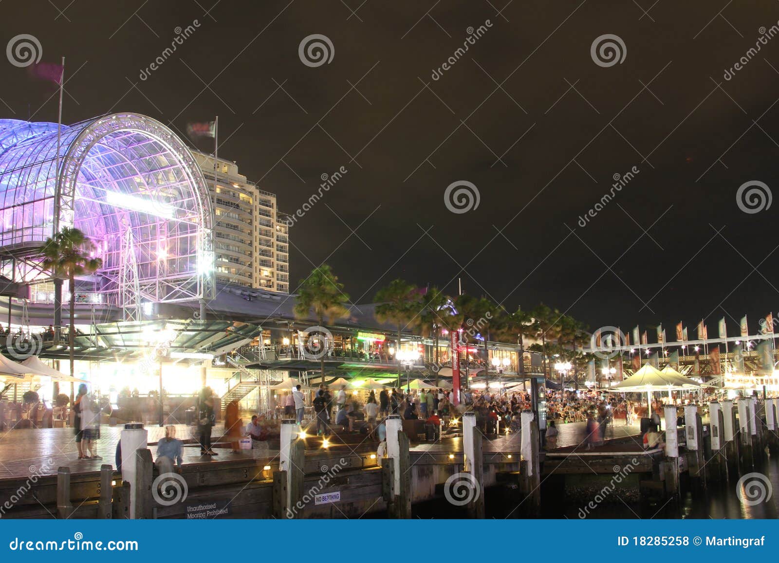 Darling Harbour Bustling Night Scene Stock Photo - Image of centre ...