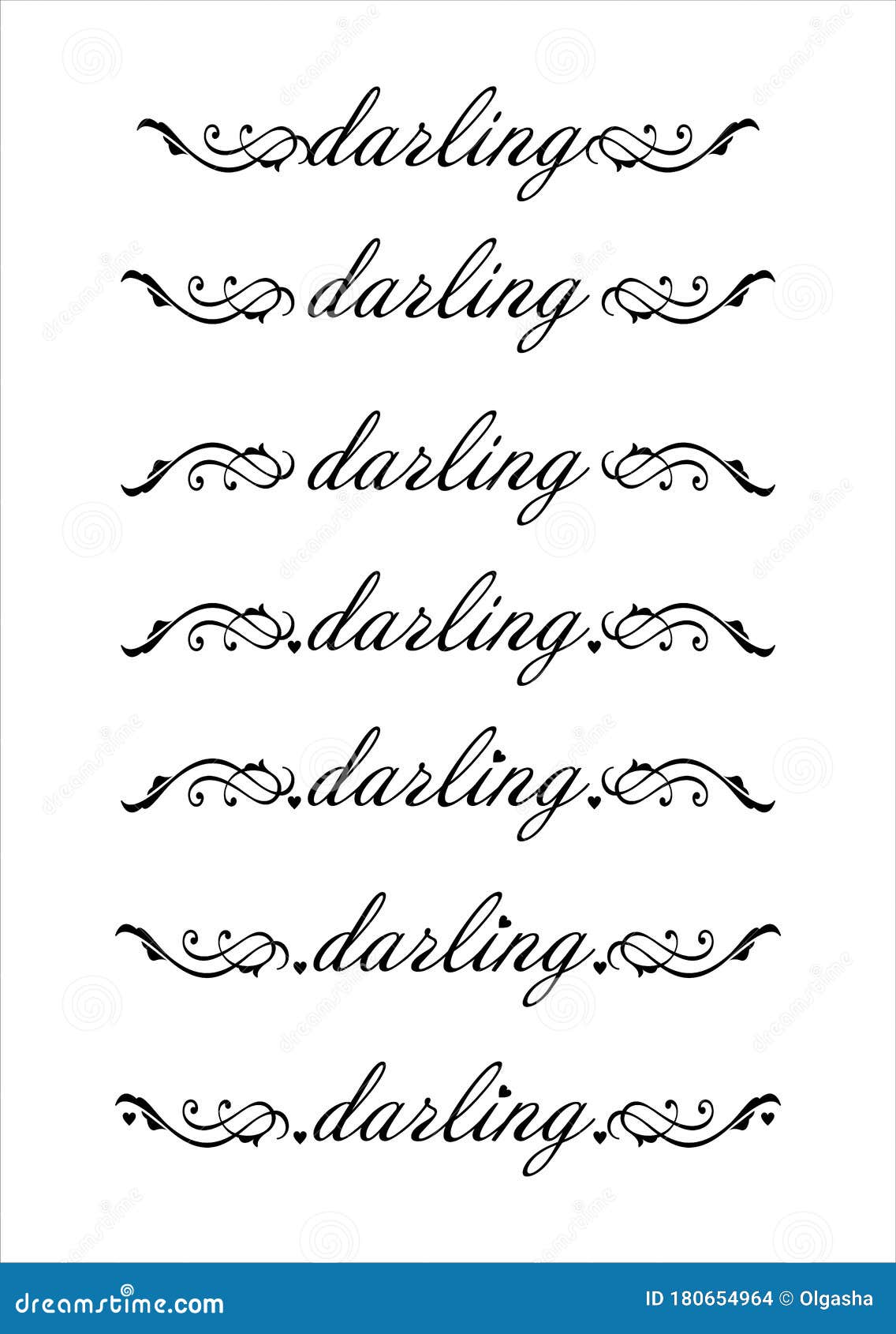 Darling Inscription with Decorative Curl Elements Stock Vector ...