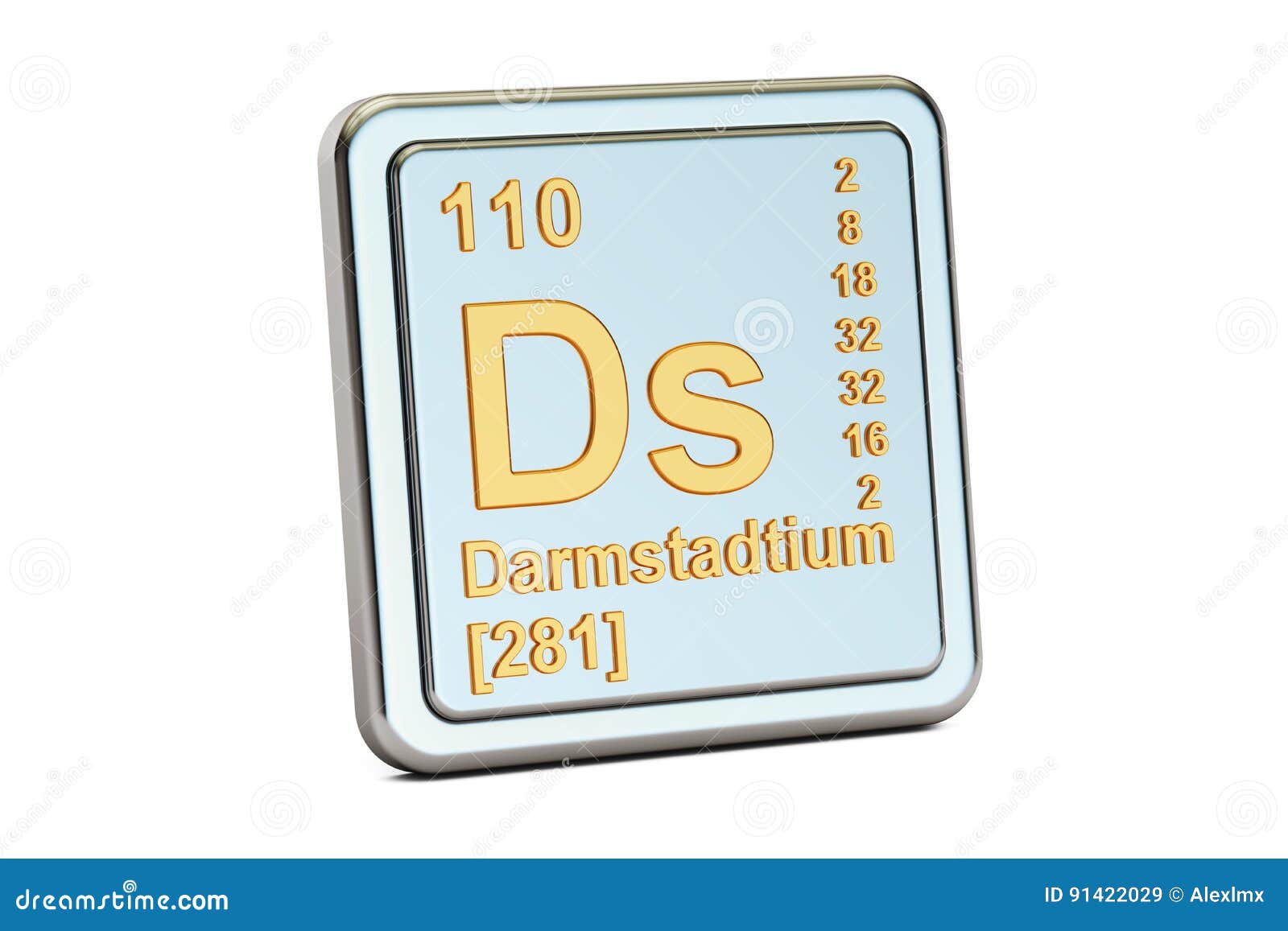 Darmstadtium Ds, Chemical Element Sign. 3D Rendering Stock Illustration ...