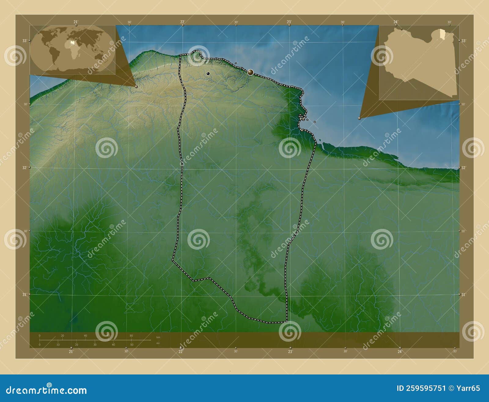 Darnah, Libya. Physical. Major Cities Stock Illustration - Illustration ...