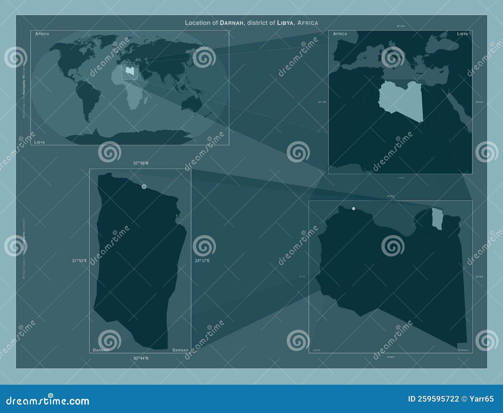 Darnah, Libya. Described Location Diagram Stock Illustration ...