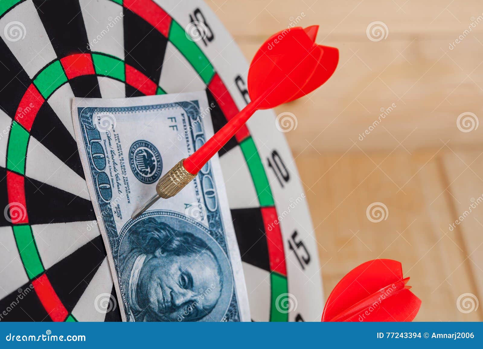 Dart Arrow Hitting on Dartboard with Money Stock Photo - Image of ...