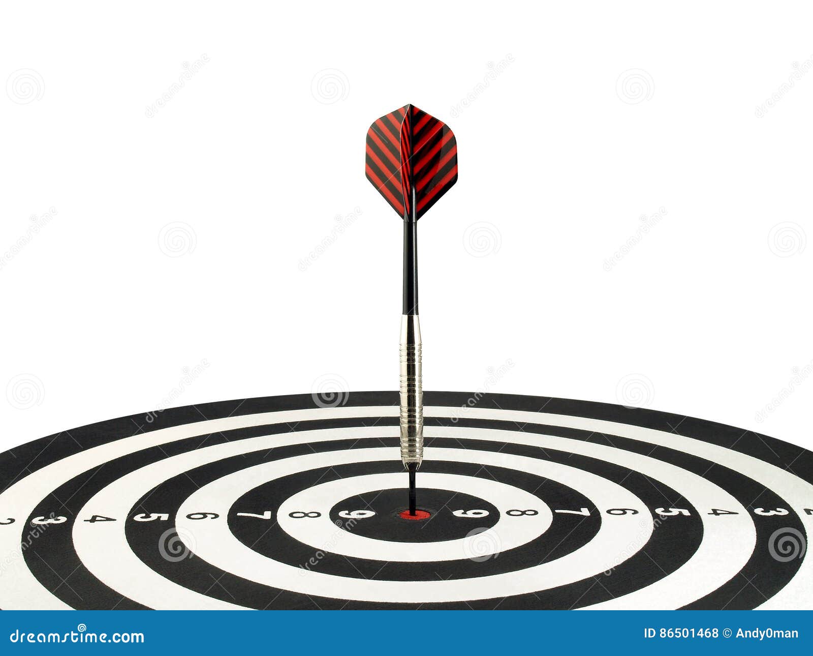 Close Up Dart Arrow Hitting on Target Center on Bullseye in Dartboard ...