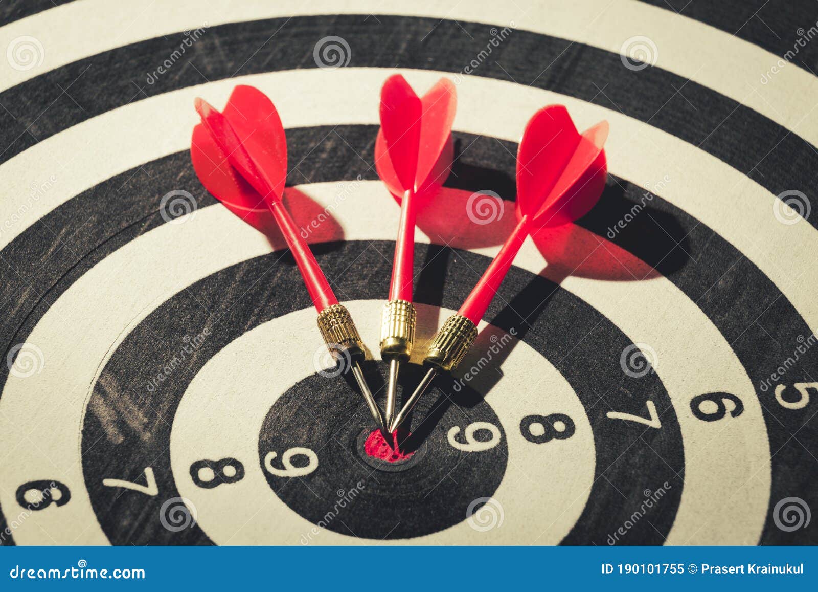 Dart Arrow Hitting in the Target Center of Dartboard. Concept of the ...