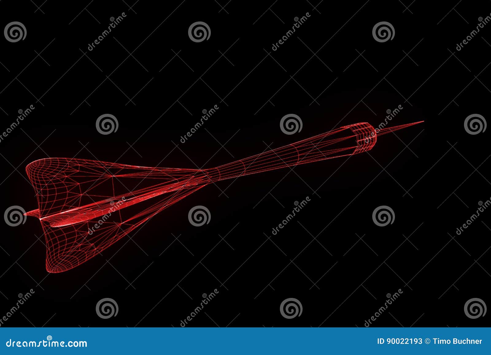 Dart Arrow in Hologram Wireframe Style. Nice 3D Rendering Stock ...