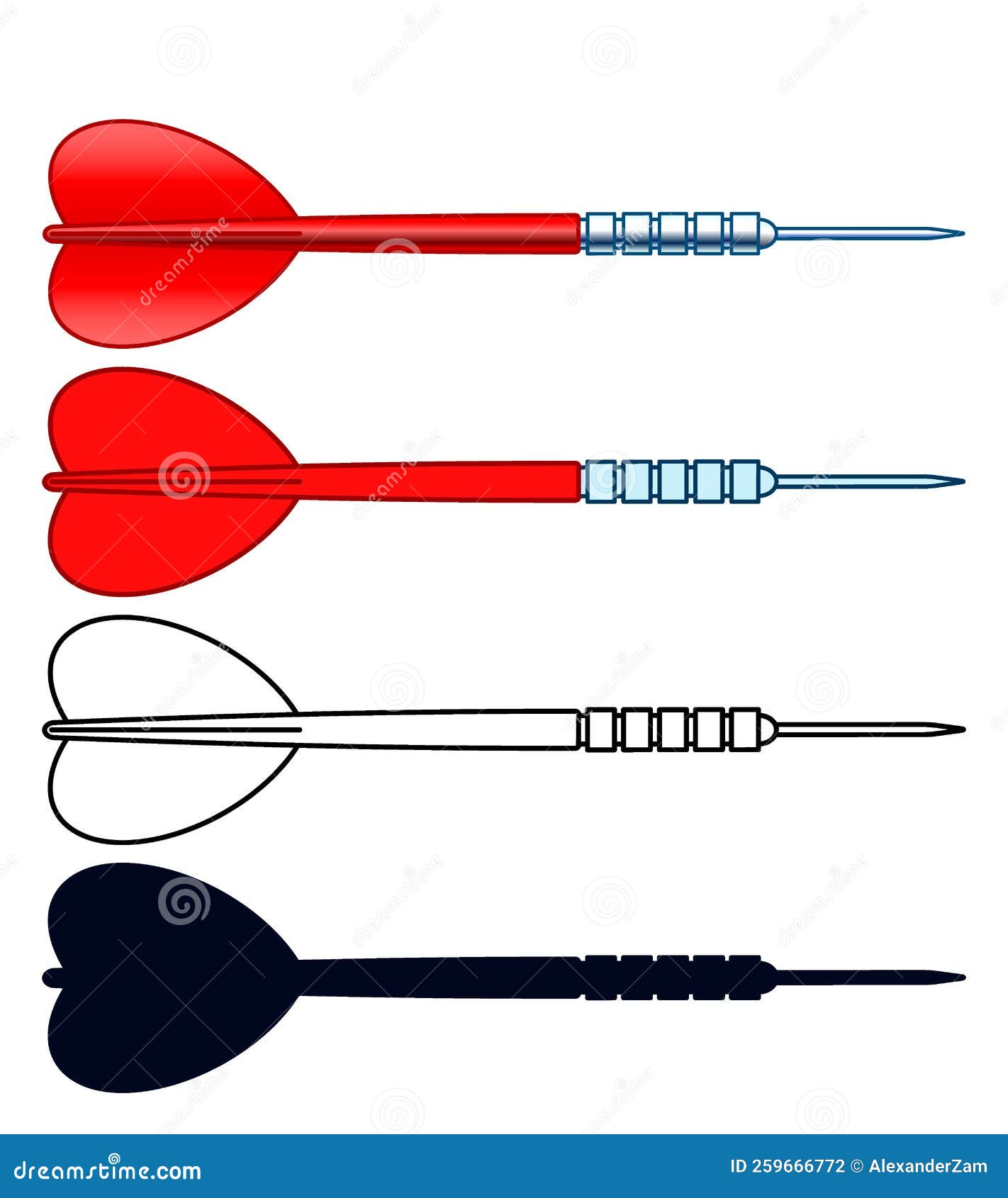 Dart arrow set stock vector. Illustration of target - 259666772
