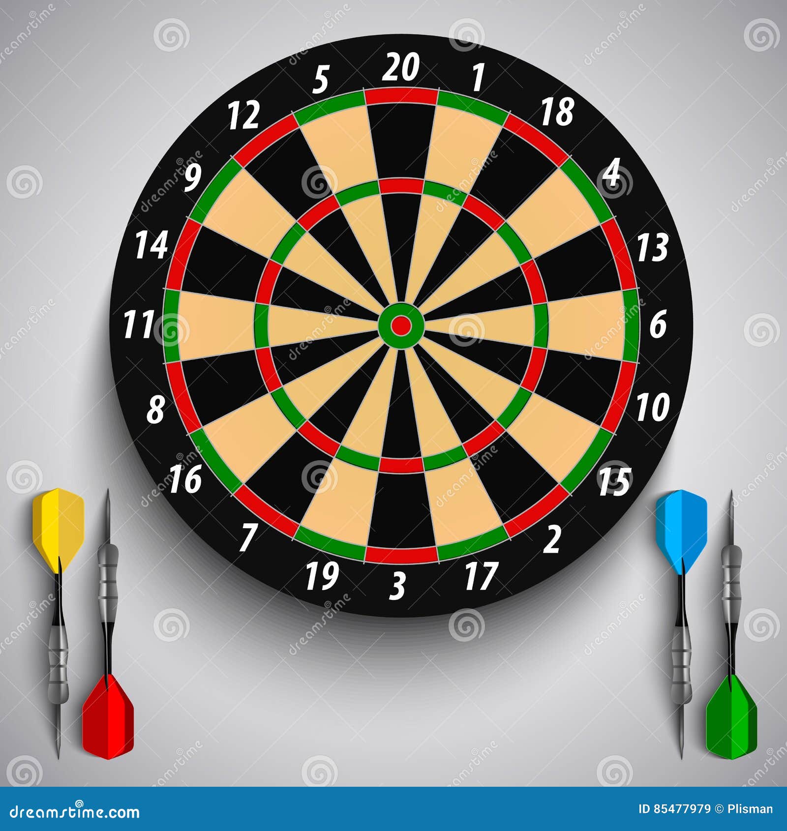 Dart Boards with Colored Steel Darts Template Stock Vector ...