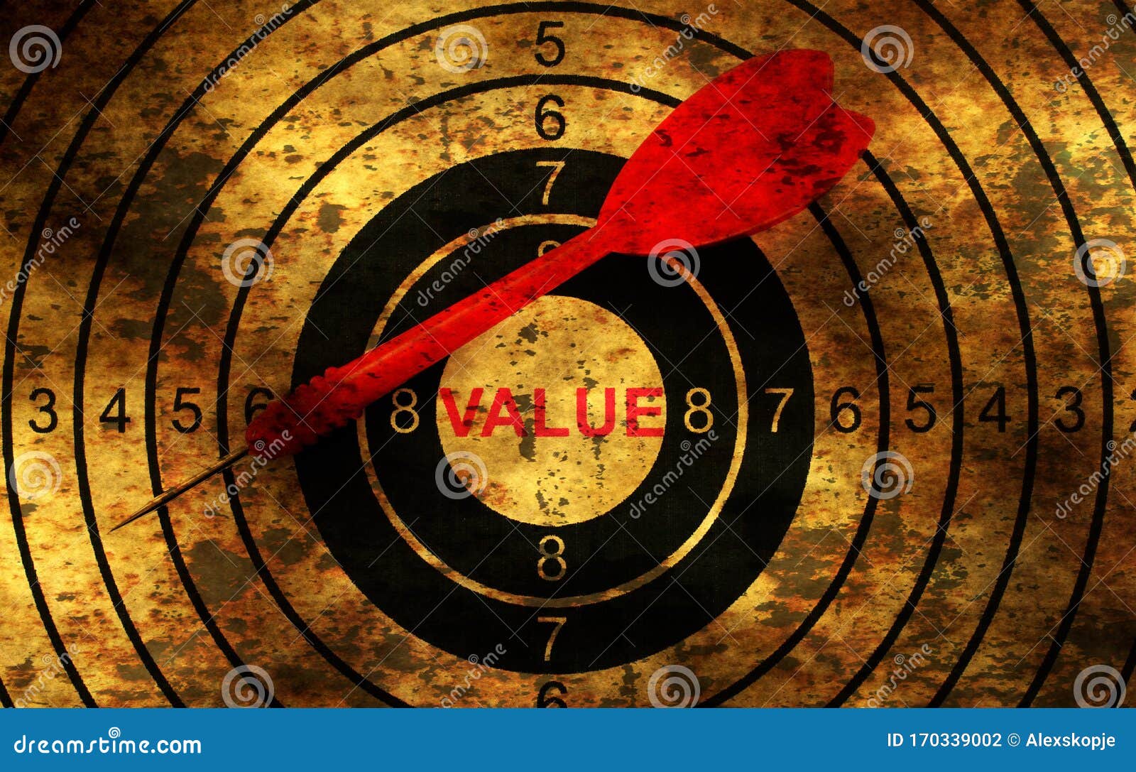 Dart on Grunge Value Target Stock Photo - Image of objective ...
