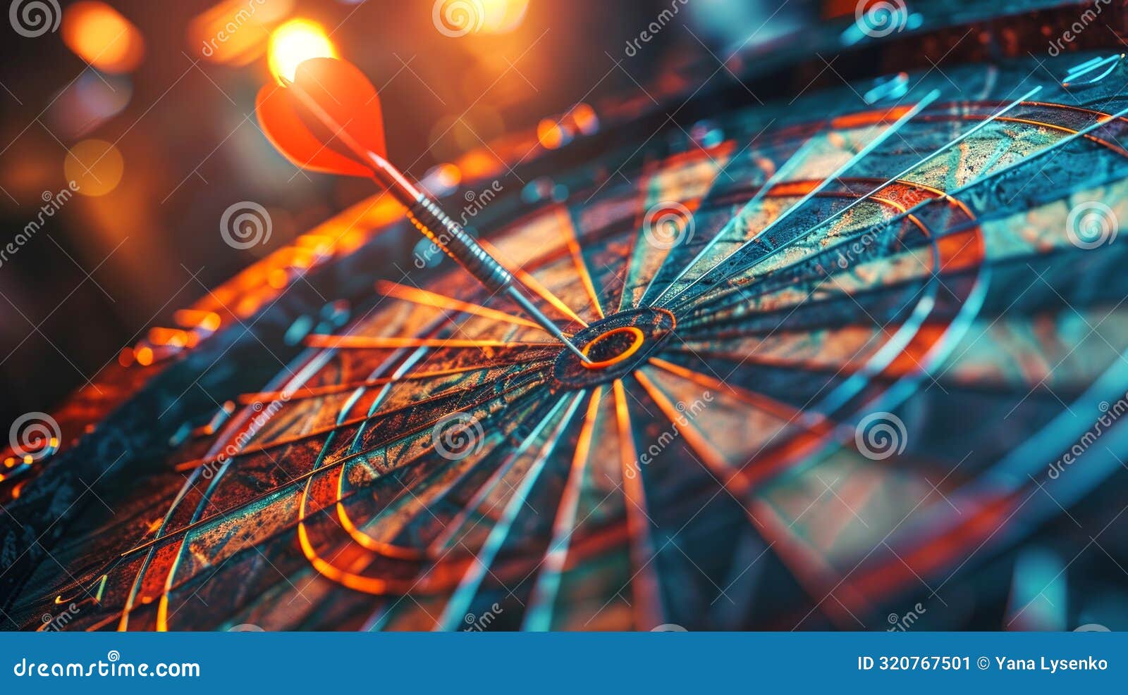Dart Hitting Bullseye on an Illuminated Dartboard. Concept of Accuracy ... Dart Hitting Bullseye on an Illuminated Dartboard. Concept of Accuracy ...