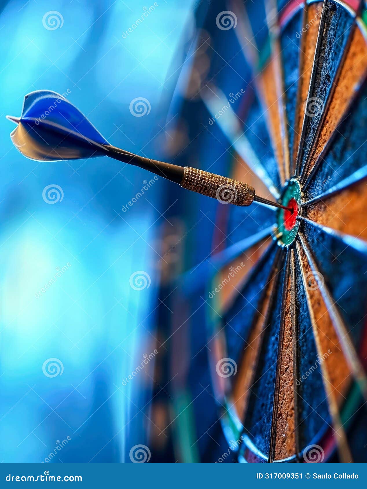 Dart Hitting at the Center of Target of Dartboard. Stock Image - Image ...