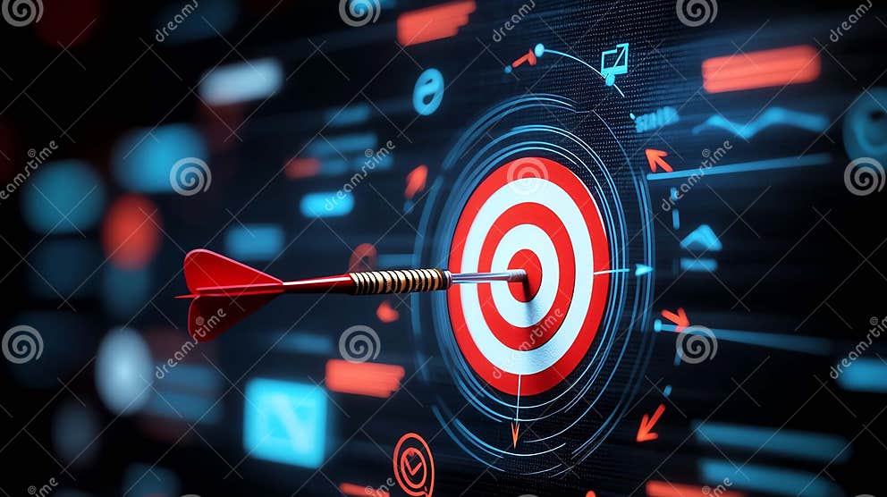 Dart Hitting a Target on a Digital Interface, Symbolizing Accuracy and ...