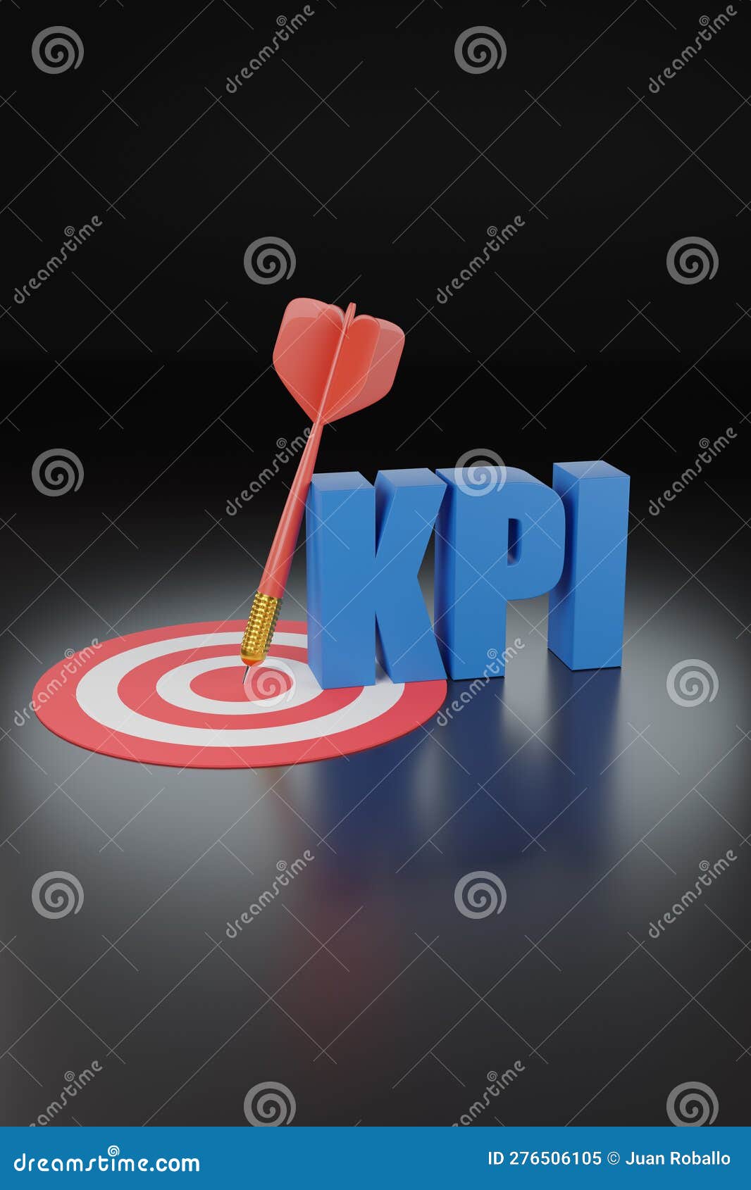 Dart with KPI Solid Text on Dark Background. Key Performance Indicator ...