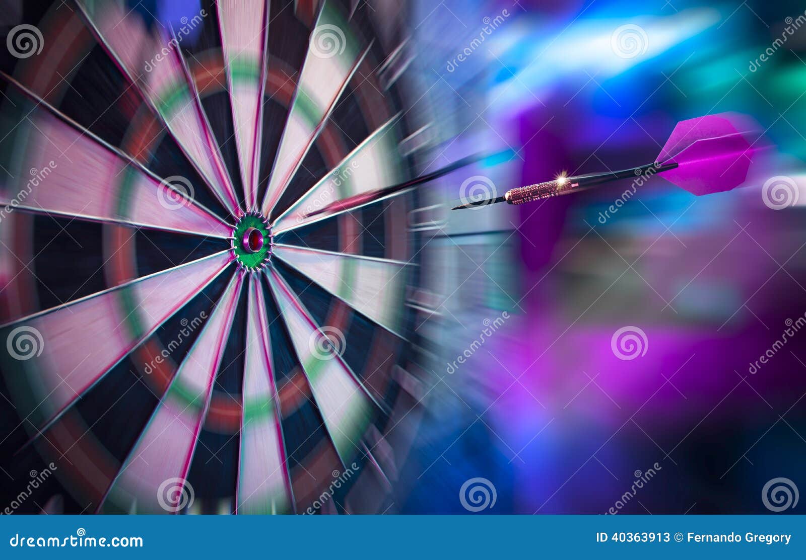 Dart about To Hit Target with Dramatic Lighting Stock Image - Image of ...