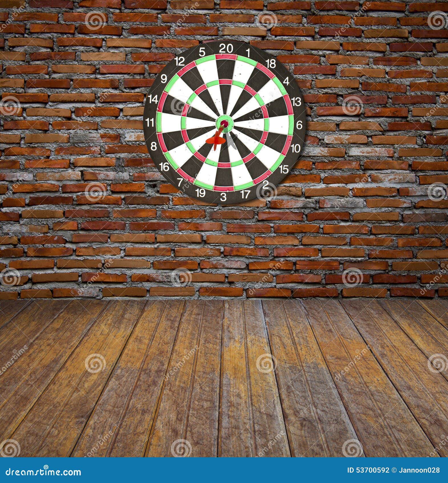 Dartboard on brick wall stock photo. Image of precise - 53700592