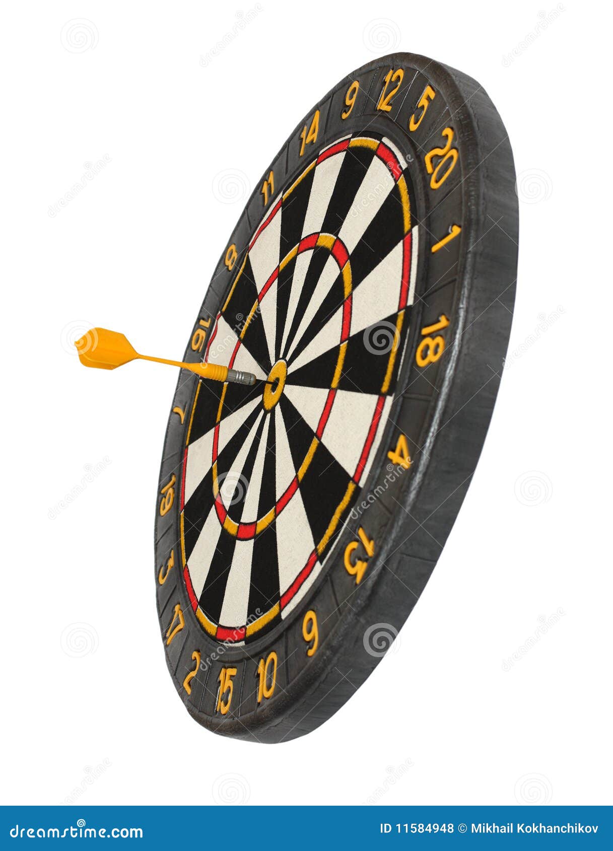 Dartboard with dart in aim stock photo. Image of yellow - 11584948