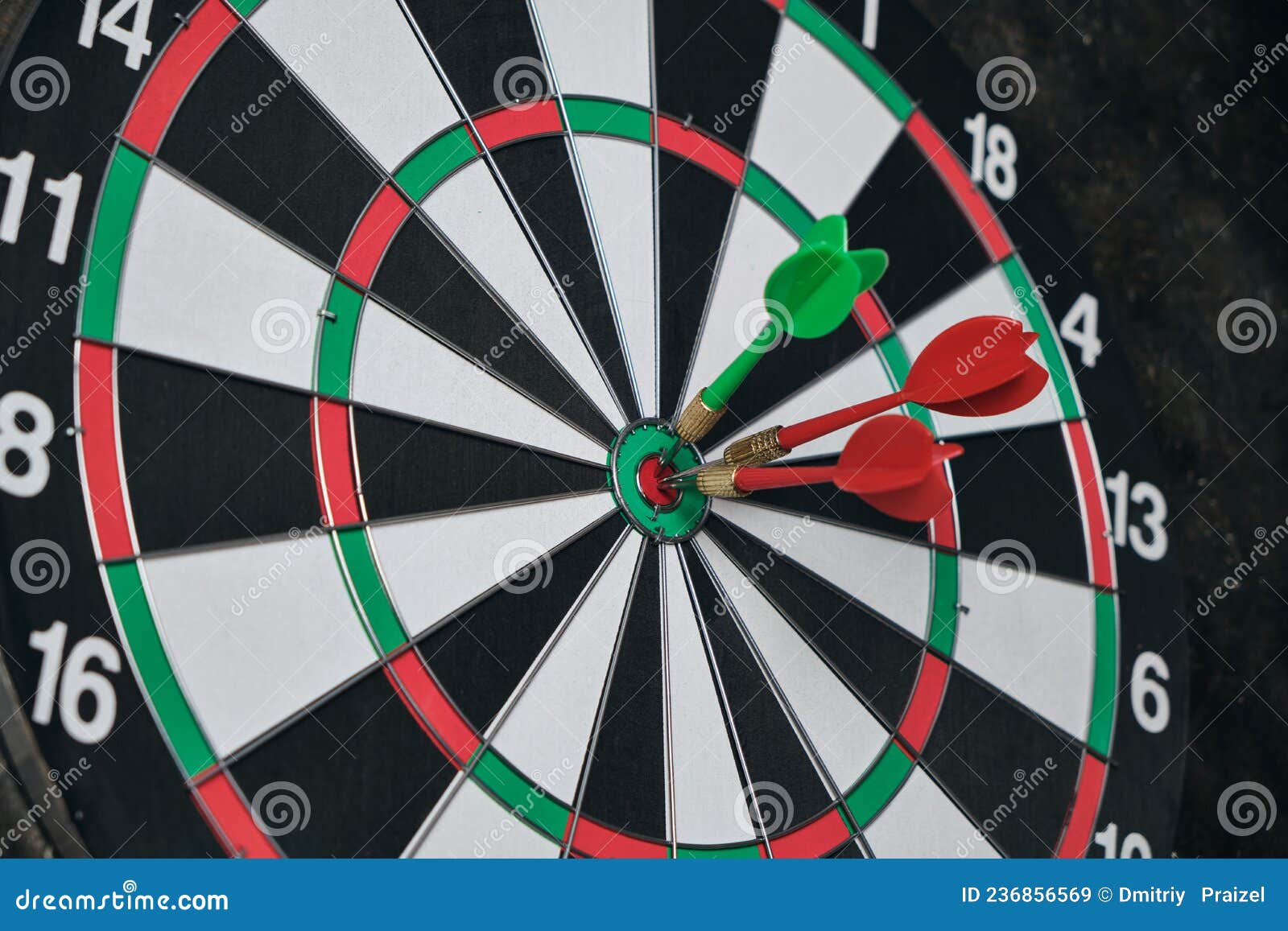 Dartboard with Darts Hitting Exactly on Target Stock Image - Image of ...