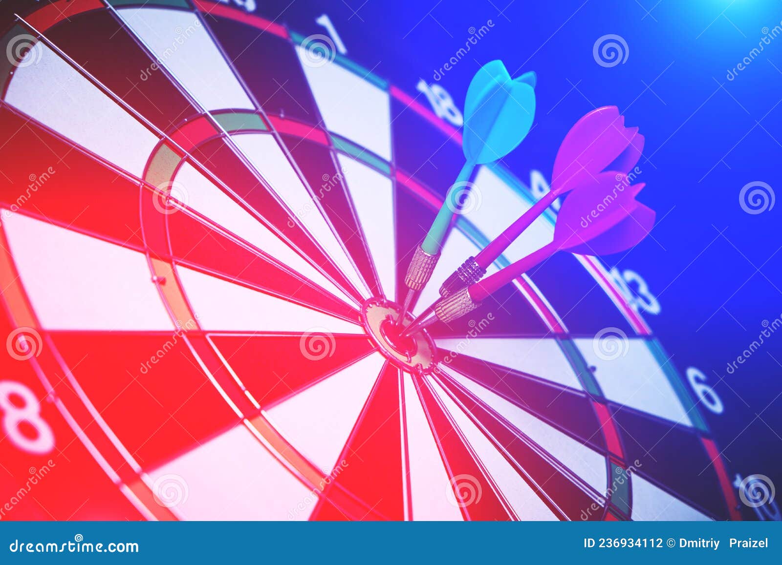 Dartboard with Three Darts Hitting Straight at Target Stock Photo ...