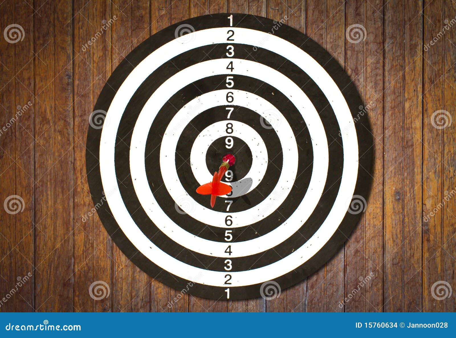 Dartboard on Wood Wall (Darts Hit Target) Stock Photo - Image of ...