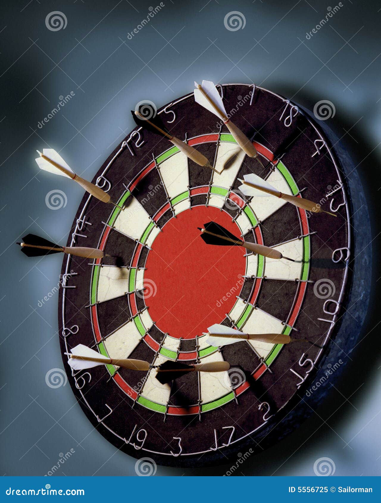 Darts All Miss the Big Bull S Eye. Stock Image - Image of targets, game ...