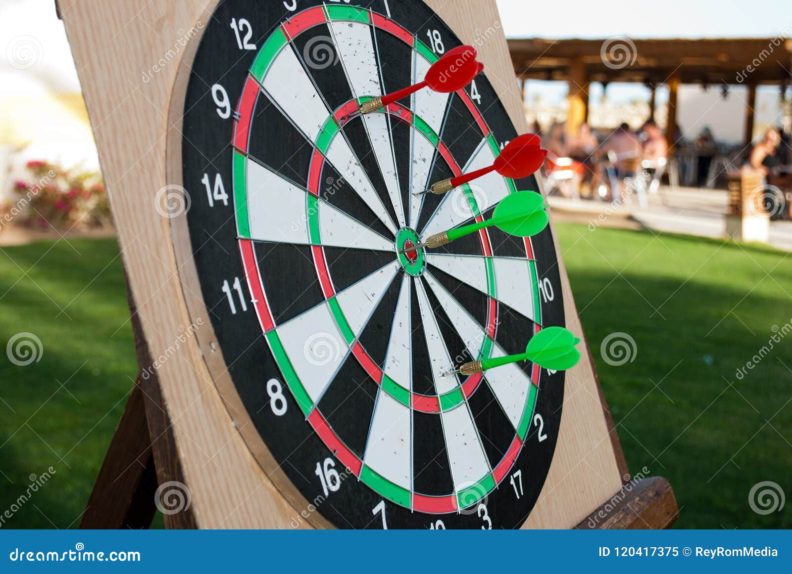 Darts with Arrows. Playing Darts during Summer Day. Arrows Reached the ...