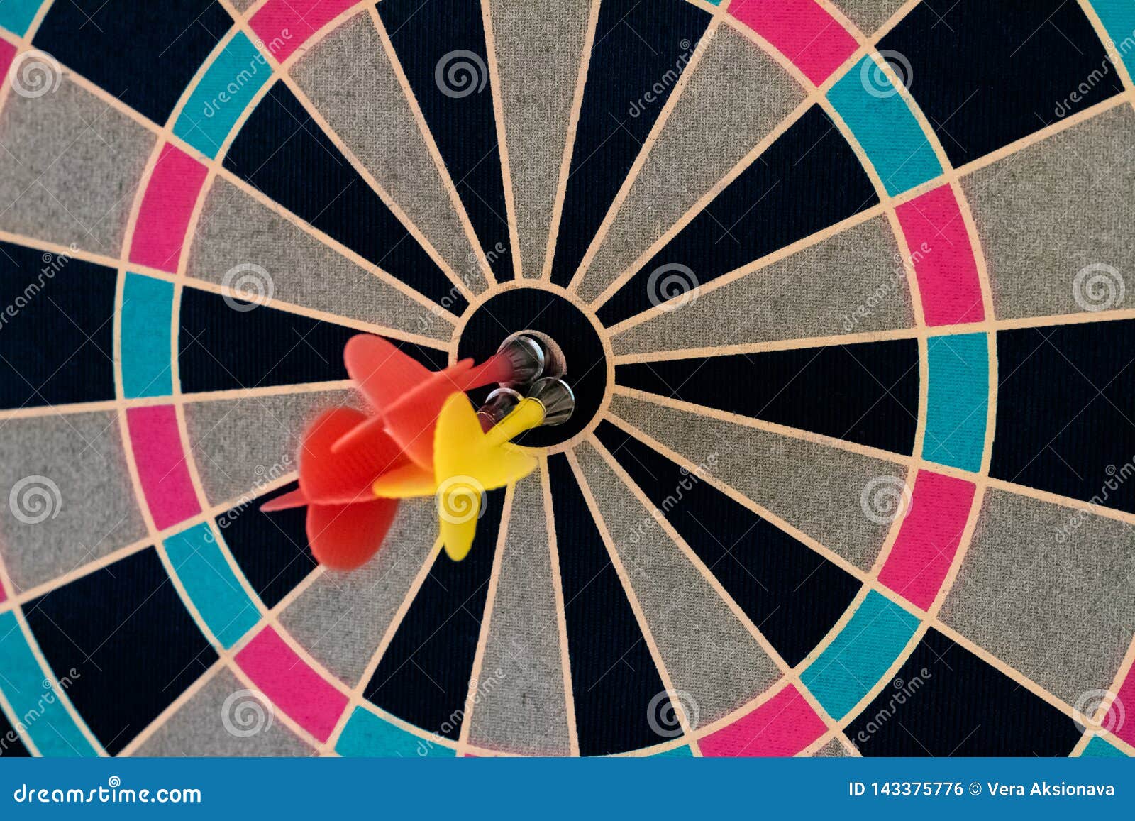 Darts Board with Darts in the Center Close Up Stock Photo - Image of ...