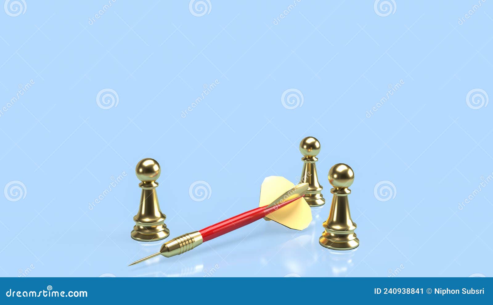 The Darts and Chess on Blue Background for Business Concept 3d ...