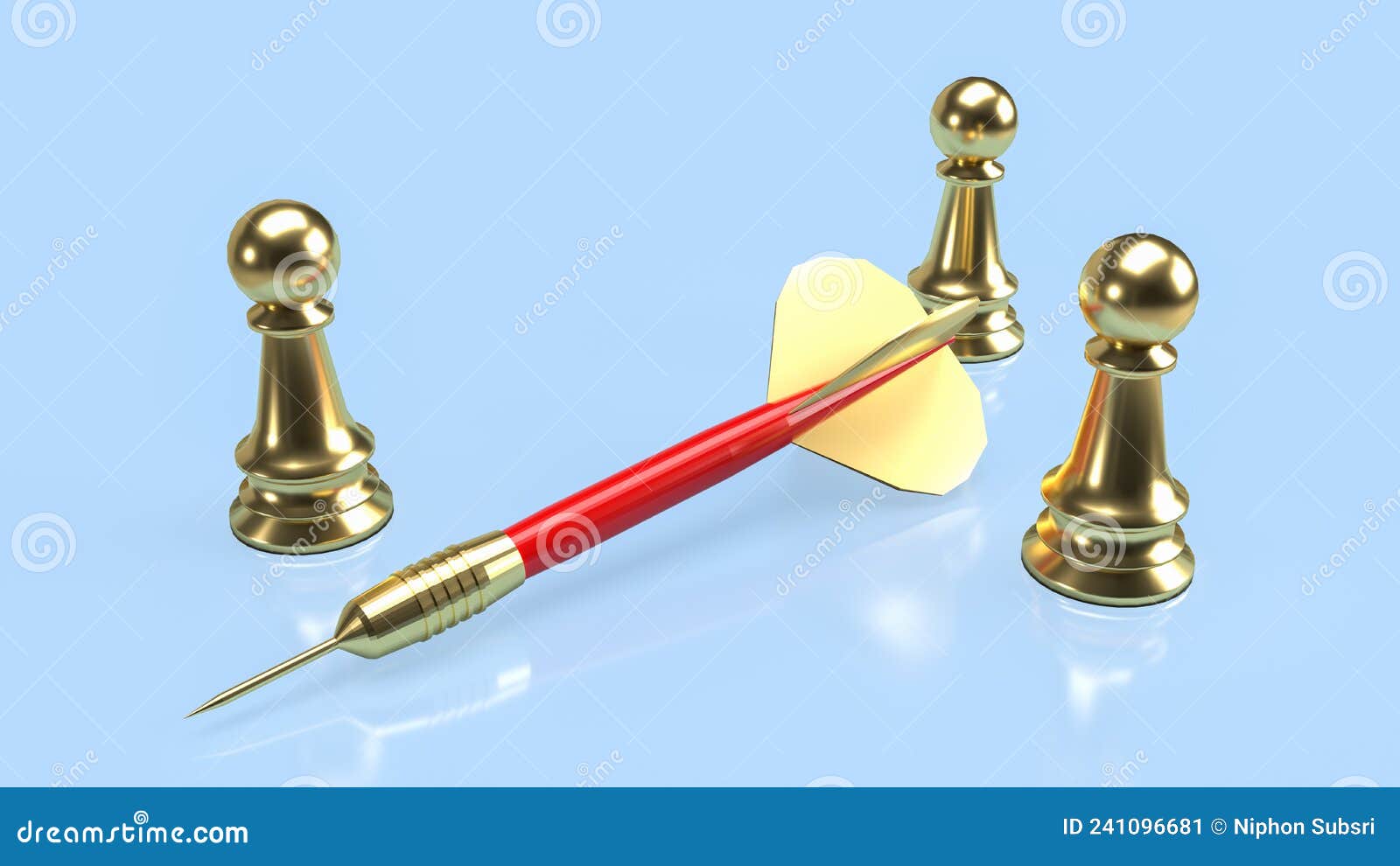 The Darts and Chess on Blue Background for Business Concept 3d ...