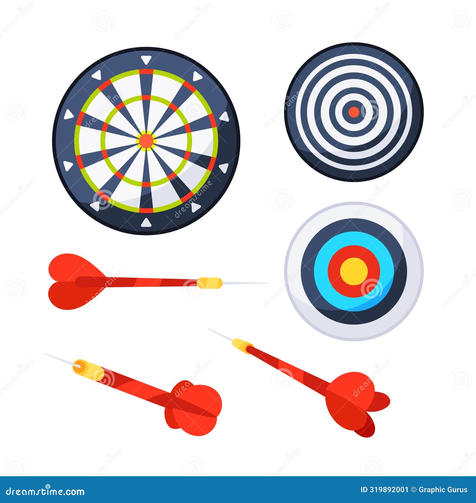 Darts Equipment Collection. Dart Throwing Boards with Arrows. Stock ...