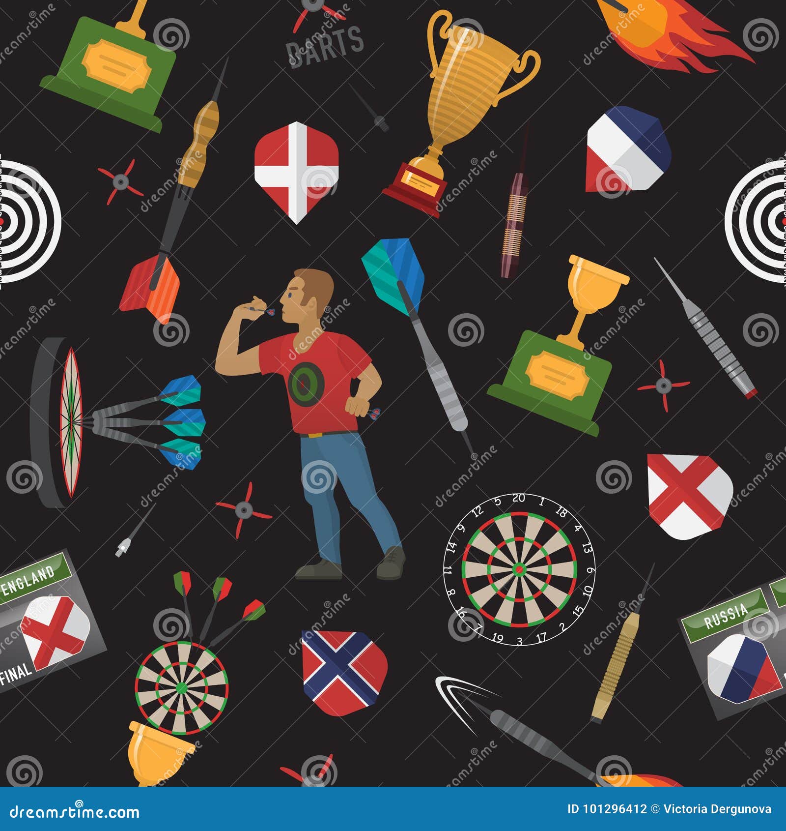 Darts Items And Elements Pattern Vector Illustration | CartoonDealer ...