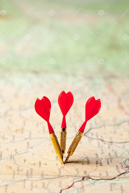 Darts in a map stock photo. Image of closeup, mark, concept - 22279162