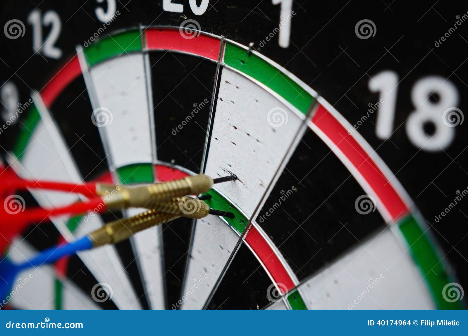 Darts Missing Bullseye On A Worn Out Dartboard. Proper Targeting ...