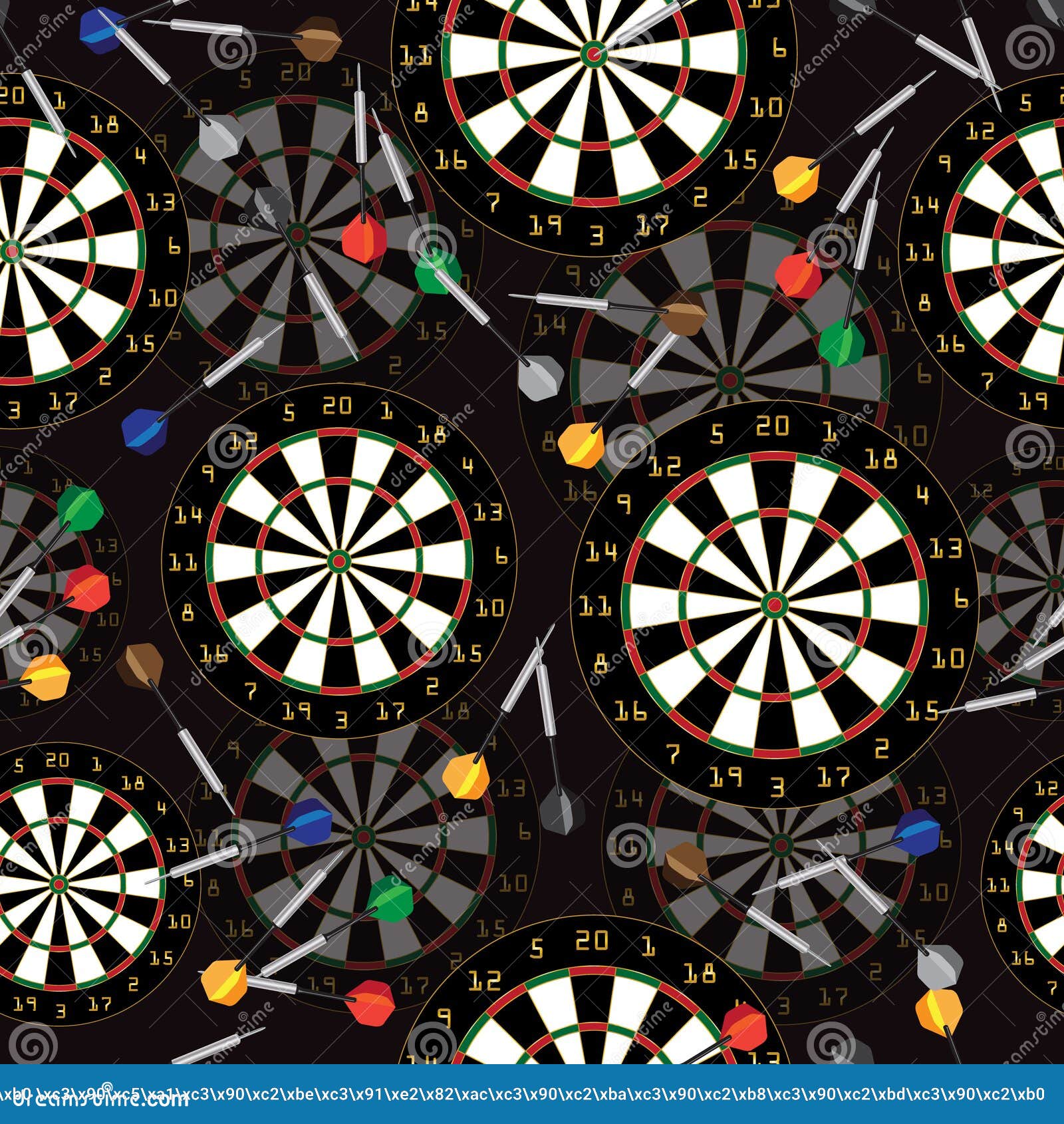 Darts Target and Darts Vector Seamless Background. Stock Vector ...