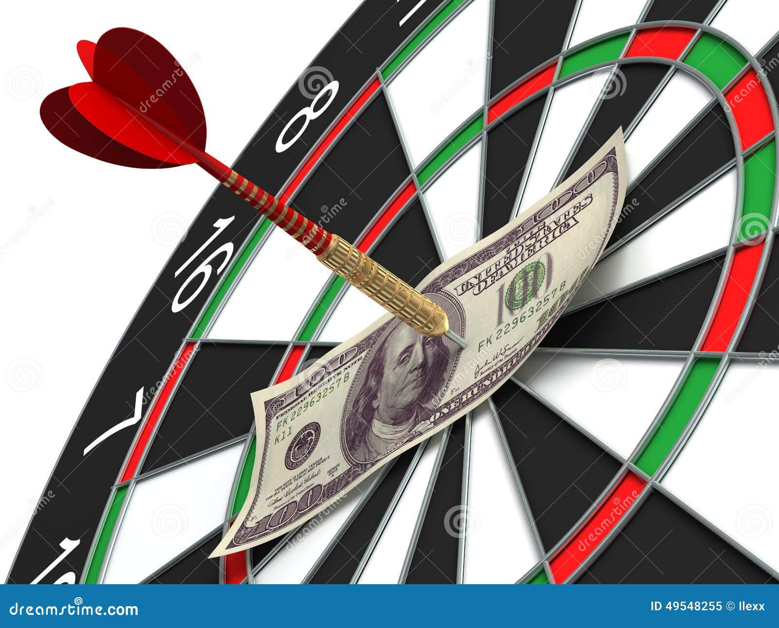 Darts Target and 100 Dollars Stock Illustration - Illustration of ...