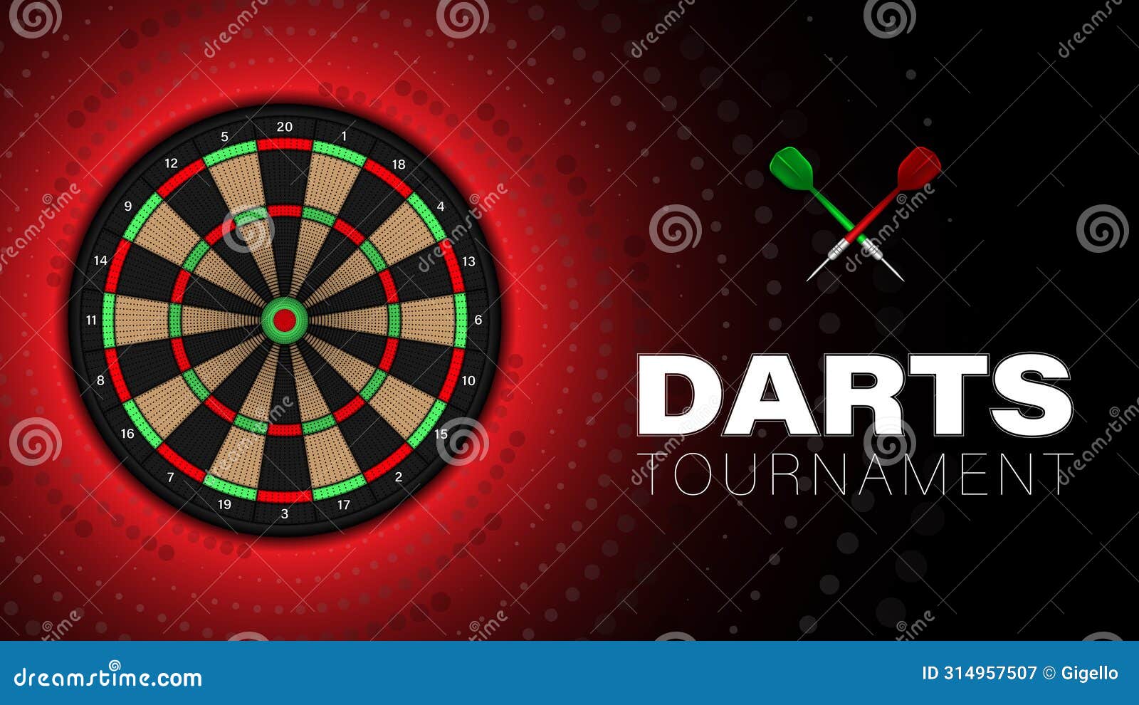 Darts Tournament, Dart Throwing Board with Arrows, Vector Illustration ...