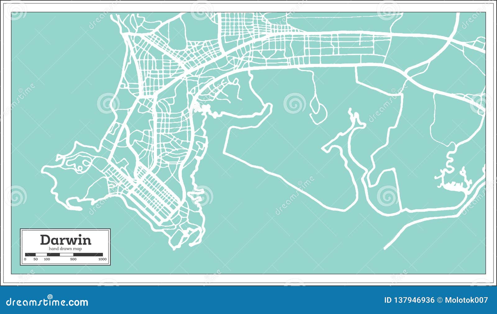 Darwin Australia City Map in Retro Style. Outline Map Stock Vector ...