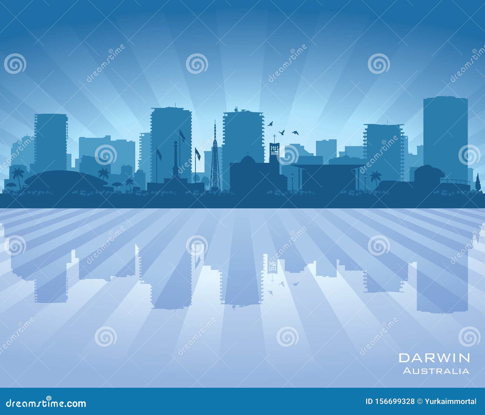 Darwin Australia City Skyline Vector Silhouette Stock Vector ...